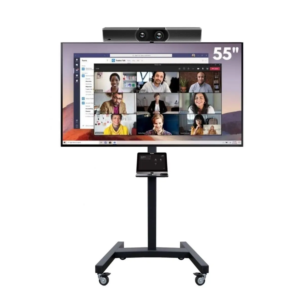 Kit Visioconférence Sans Fil Yealink Grande Salle + Ecran - Pied Roulant
